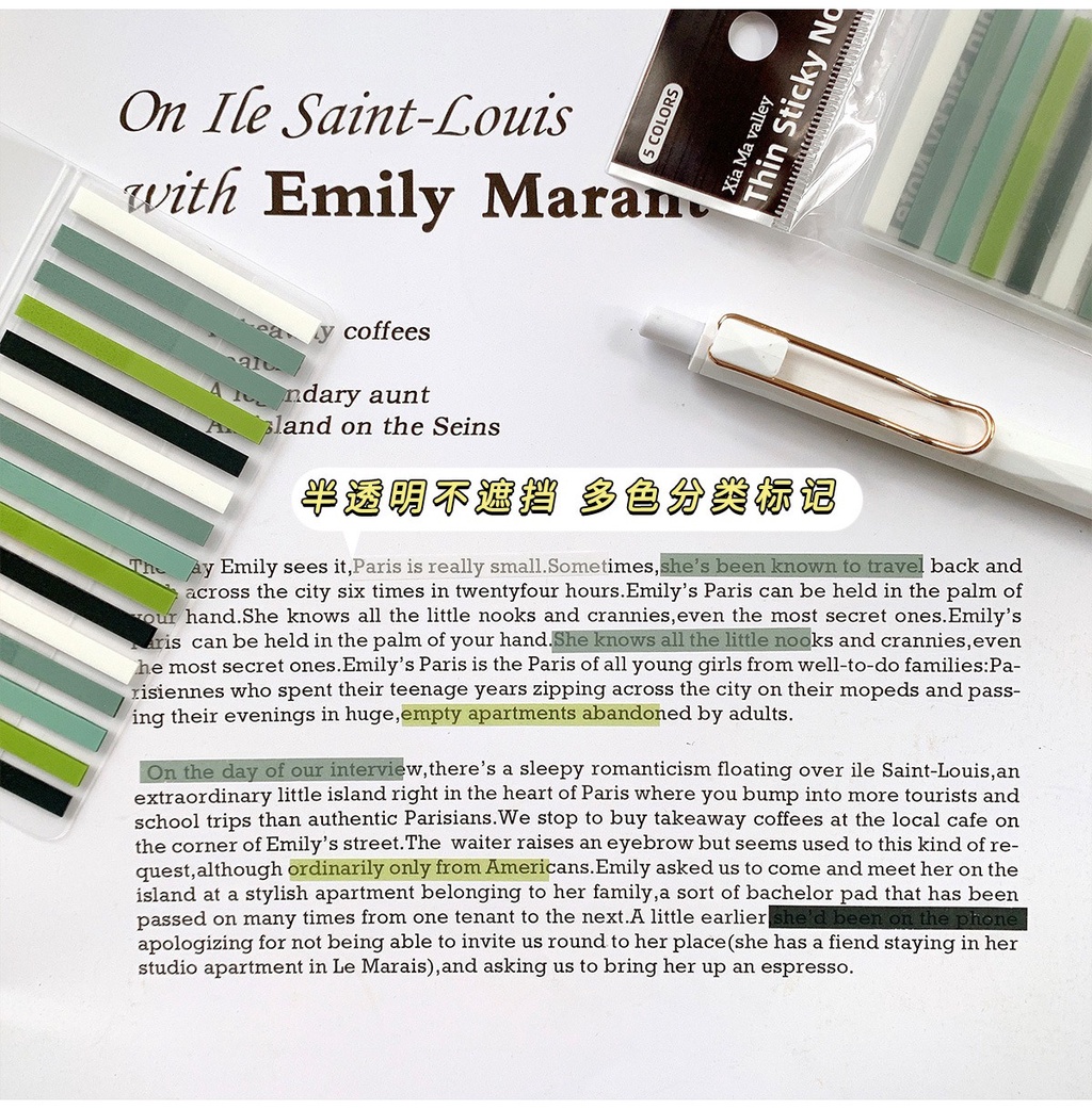 Super-Fine Index Stickers, Small Narrow Sticky Notes, Translucent ...