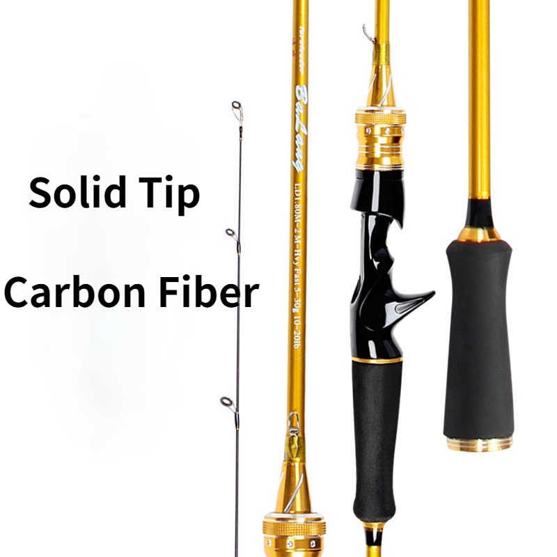New Solid Carbon Fishing Rod 1.8m M Power Spinning Baitcasting Rod Max ...