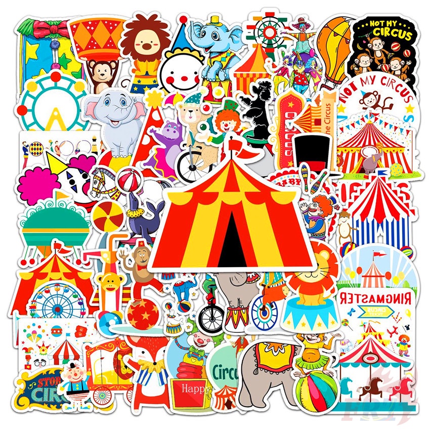 50Pcs/Set Happy Circus Series 01 Stickers DIY Fashion Mixed Waterproof ...
