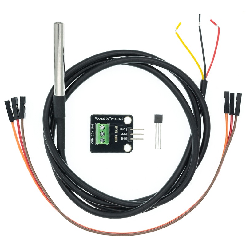 DS18B20 Temperature Sensor Module Kit Waterproof 100CM Digital Sensor Cable Stainless Steel ...