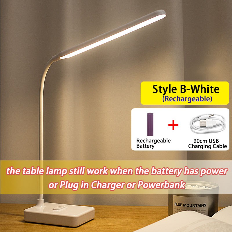 LED Table Light Study Touch Dimming Desk Lamp Bedroom Bedside USB ...