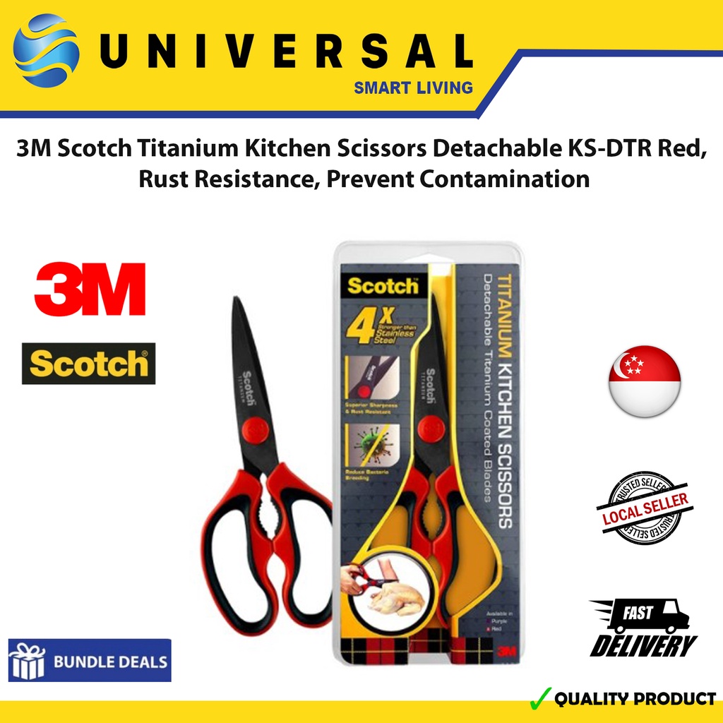 [SG SHOP SELLER] 3M Scotch Titanium Kitchen Scissors Detachable KS-DTR ...