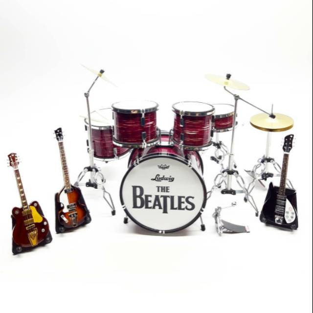 Miniature Musical Instrument drum set the beatles plus mini Guitar 10cm ...