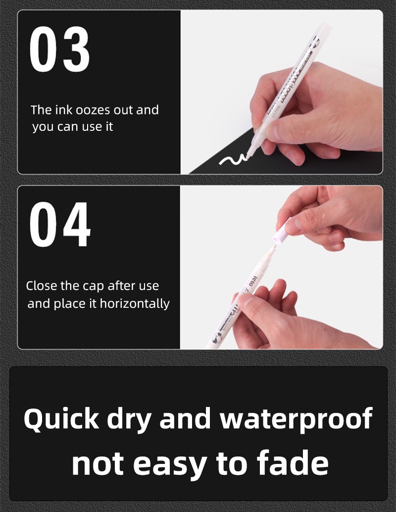 3 Pcs 2.0mm White Acrylic Marker Pen School Office Waterproof Permanent ...