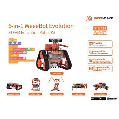 Weeemake, 6-in-1, WeeeBot Evolution STEAM Robot Kit | Shopee Singapore