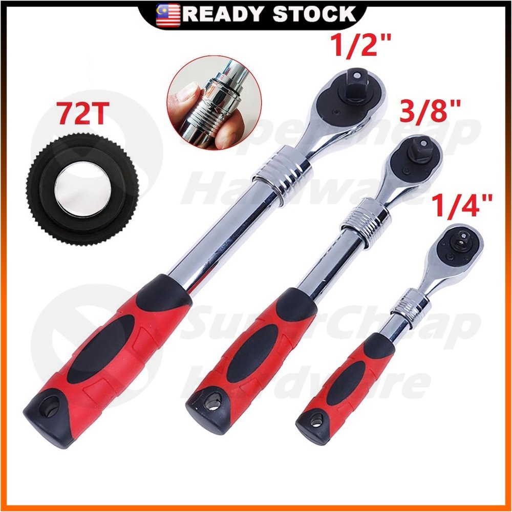 CRV Adjustable Handle Drive Socket Ratchet Wrench Spanner Quick Release ...