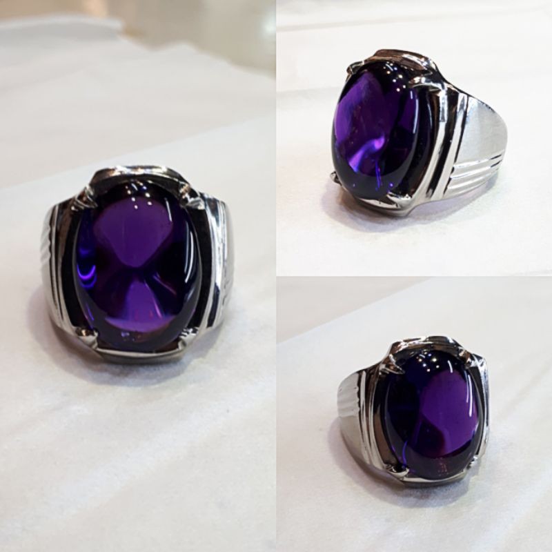 Elegant luxury Bungur amethyst ring for men | Shopee Singapore