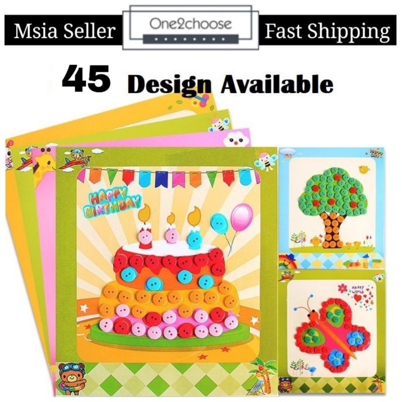 DIY Craft Kids Children Button Sticker Handmade Art Craft stickers ...