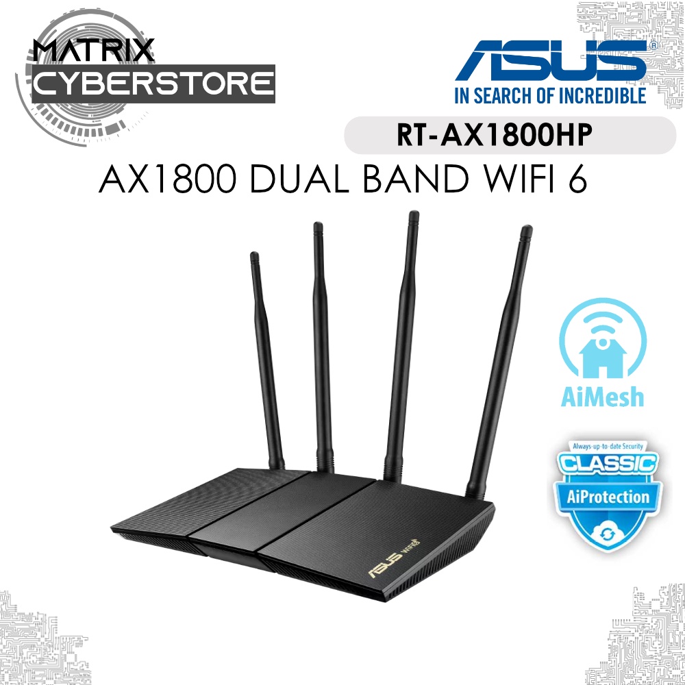ASUS RT-AX1800HP AX1800 Dual Band WiFi 6 Router - AiMesh, AiProtection ...