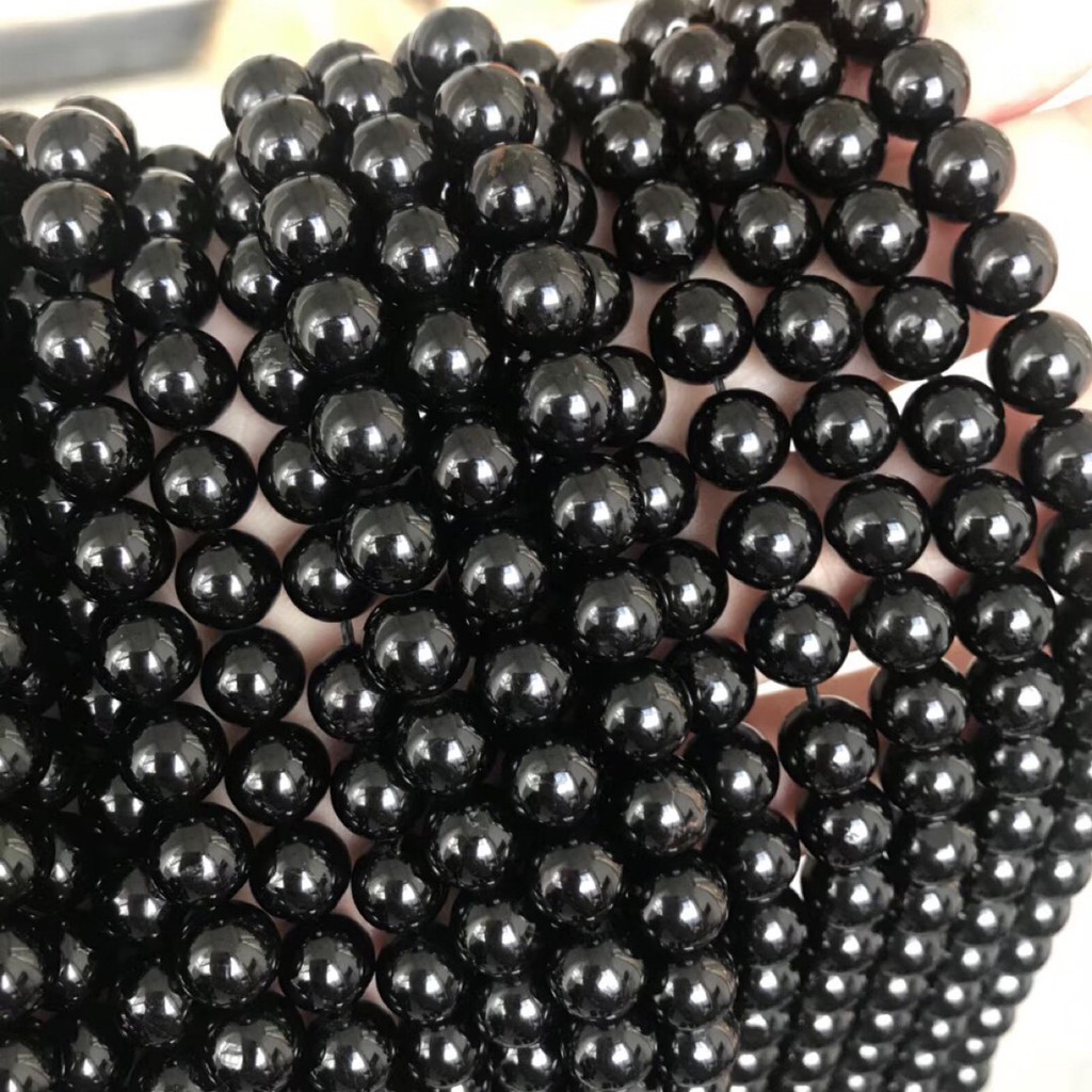 Black Tourmaline 5A natural black tourmaline round beads wholesale ...