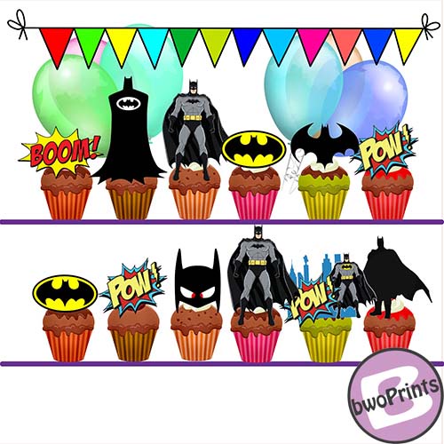 Batman Cupcake Topper Birthday Cake Party Baby Shower Kids Children ...