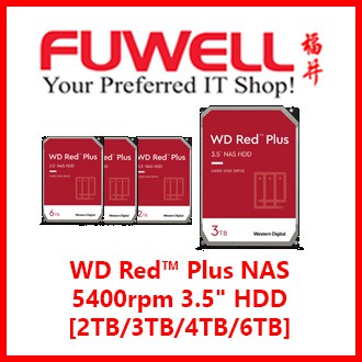 Fuwell - WD Red Plus NAS 5400rpm [2TB/4TB/6TB/8TB/10TB] 3.5" SATA3 HDD ...