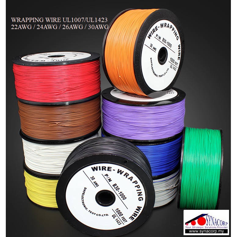 UL1007 UL1423 Single Core Wrapping Wire High Temperature 22 24 26 30 ...