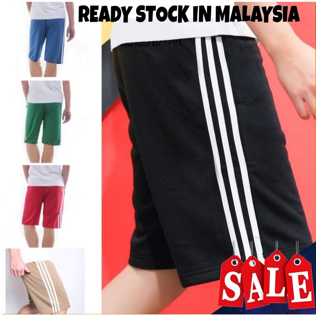 Men Short Three-Stripe Track Half Pants Sports Beach Casual Summer ...