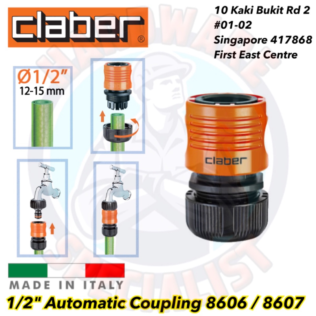 Claber 1/2" Automatic Coupling Hose Connector 8606 / 8607 | Shopee Singapore
