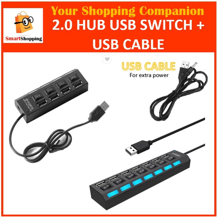 Multi ports High Speed USB Hub 2.0 4-Ports 7-Ports Individual On and ...
