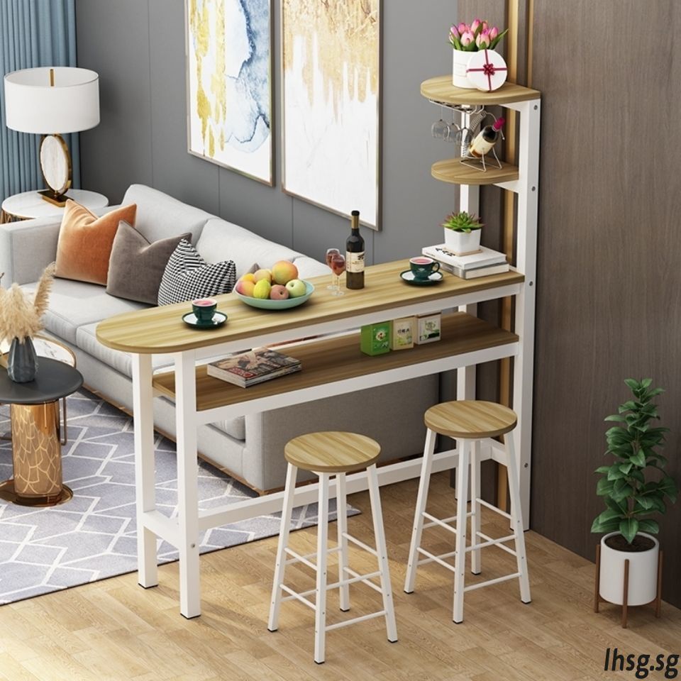 LHSG Bar Table Family Small Family High Foot Table Against the Wall ...