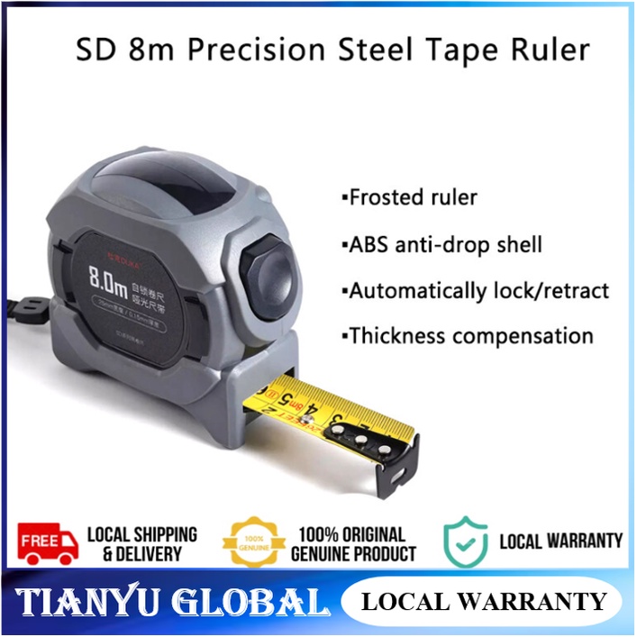DUKA SD 8m Precision Steel Tape Measurement Frosted Retractable Ruler ...