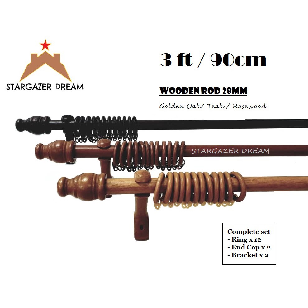 Wooden Curtain Rod 28mm 3ft / Kayu Langsir | Shopee Singapore