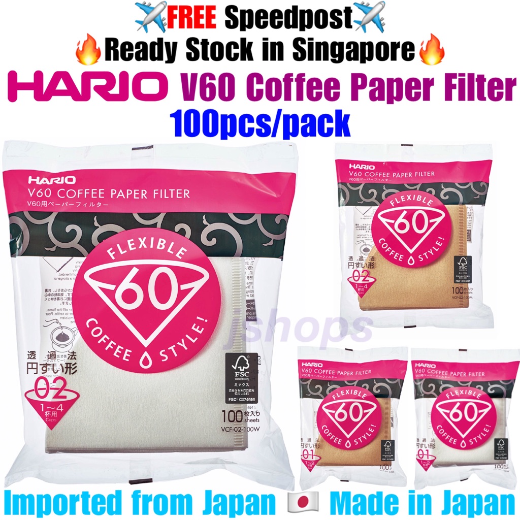 【Ready Stock in SG】Hario V60 Coffee Paper Filter VCF-01-100W VCF-01 ...