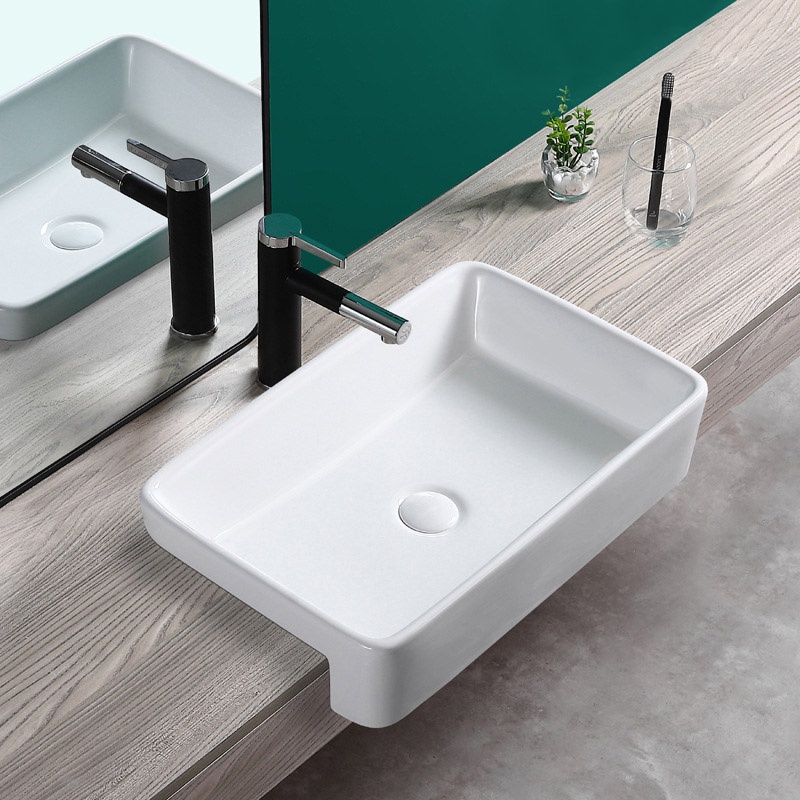 Semi-Embedded Bathroom Vanity Sink Ceramic Above Counter Vessel Sink ...