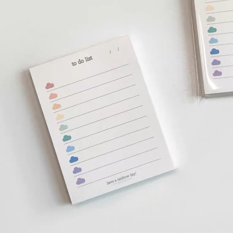 50pcs To Do List Notepad Color Clouds Cute Memo Pad Korean Non-sticky ...