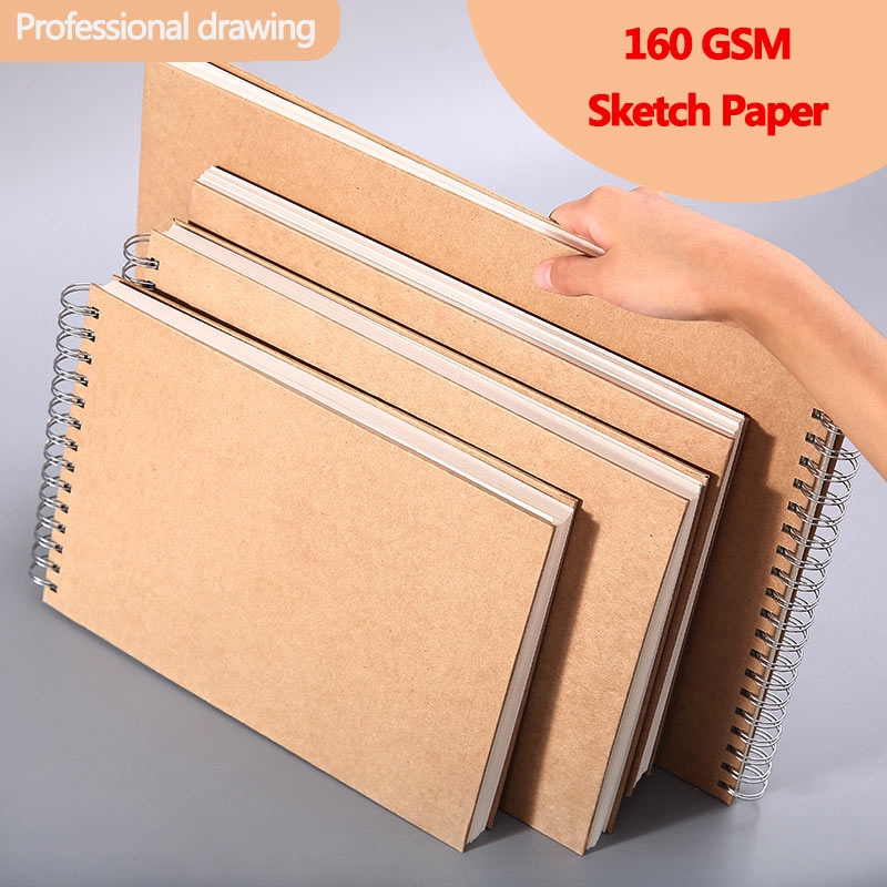 A4/8K/A5/16K Khaki Sketchbook Spiral Notebook Inner Blank Thick 160 GSM ...
