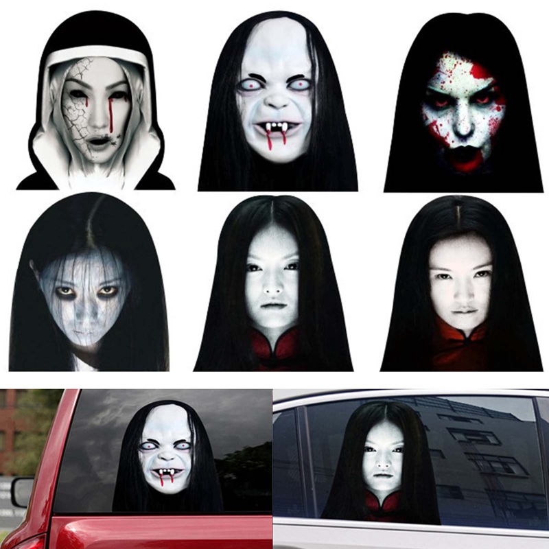 Car Sticker Ghost Rear Window Decal Halloween Night High Beam Warning ...