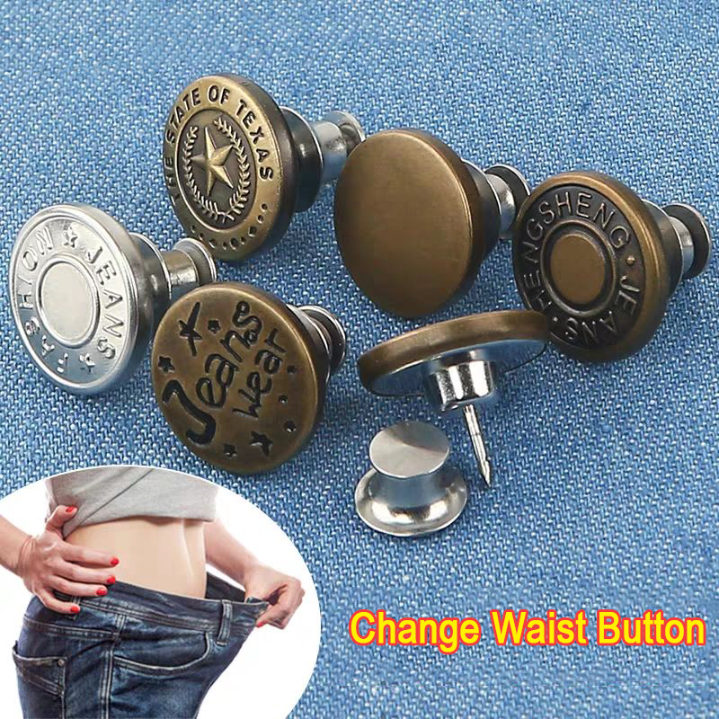 Retractable Jeans Button Adjustable Removable Stapleless Metal Button ...