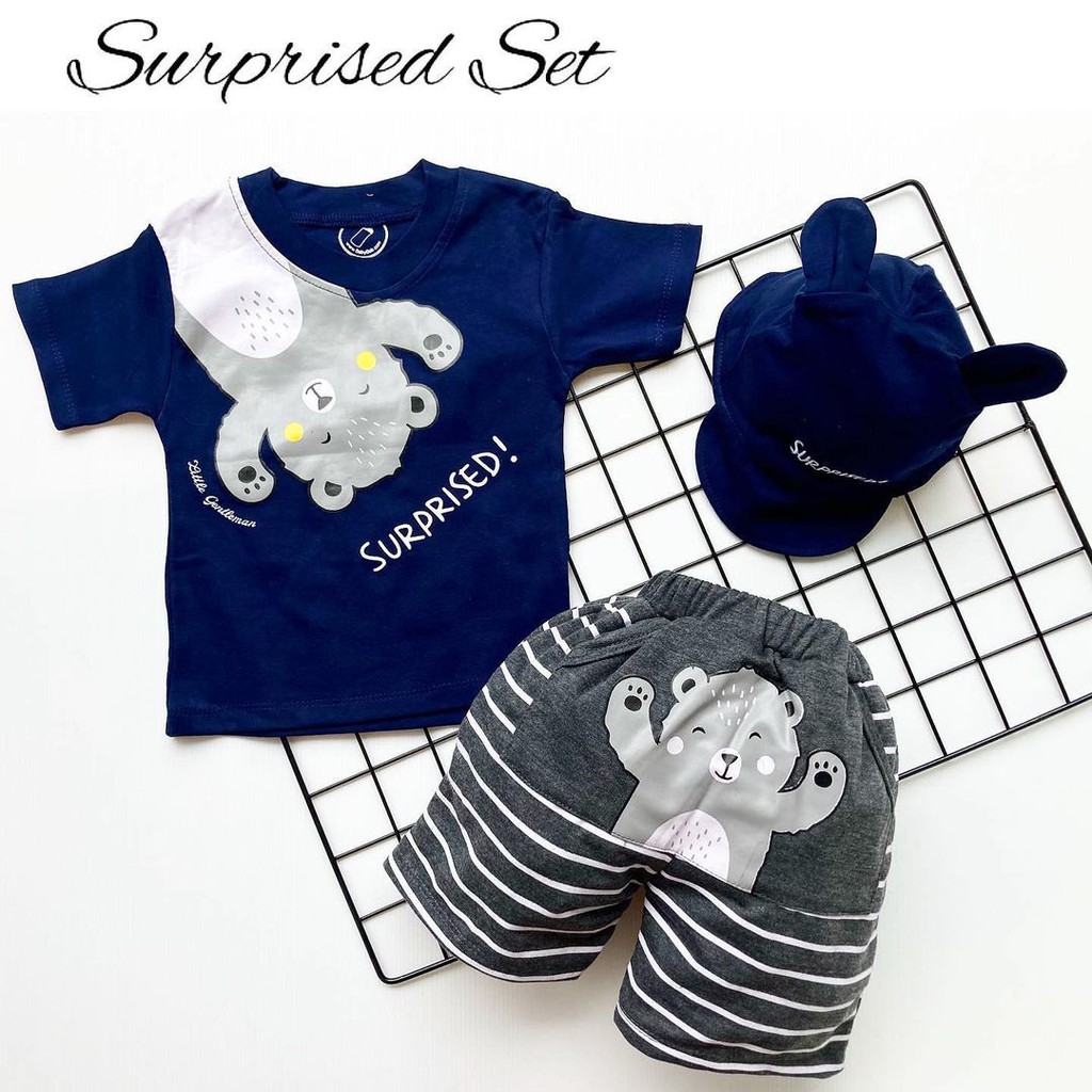 Baby Boy Fashion T-shirt and Pants Set SURPRISED BOO PANDA HI LONDON ...