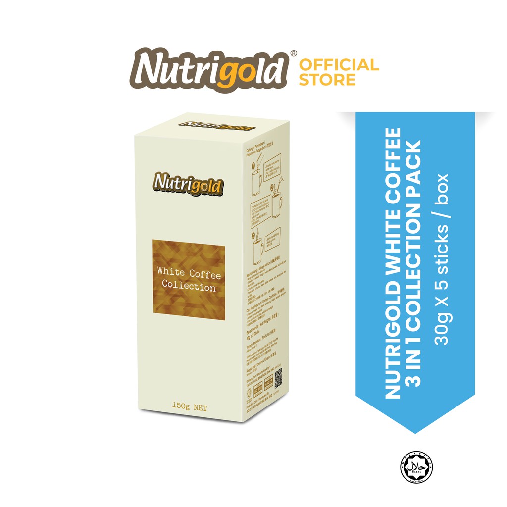 NUTRIGOLD Instant 3 in 1 White Coffee Collection Box ( 30g x 5 sticks ...