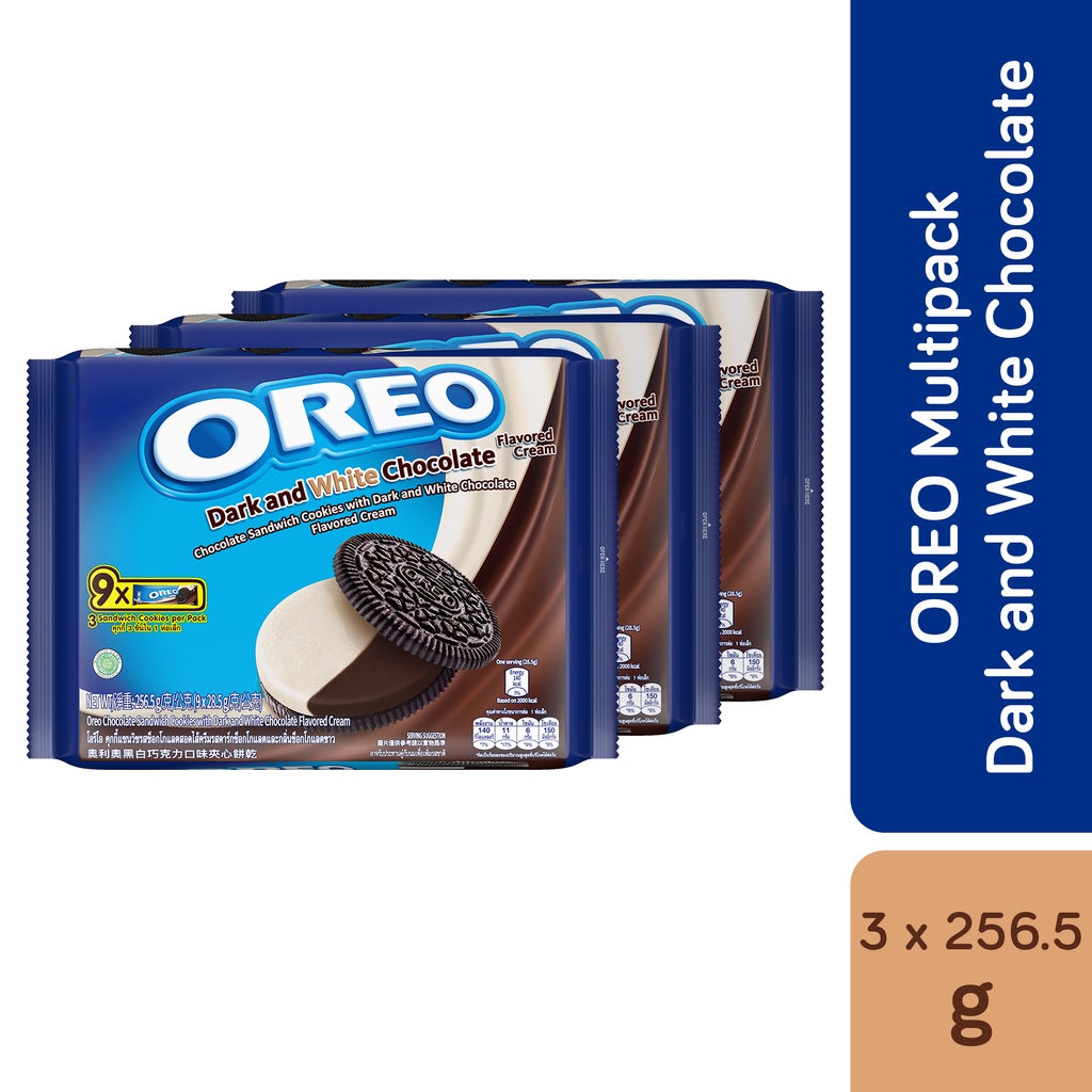 [Bundle of 3] Oreo Dark and White Chocolate 9x27.6g - Original,Sandwich Cookies,Made with Real ...