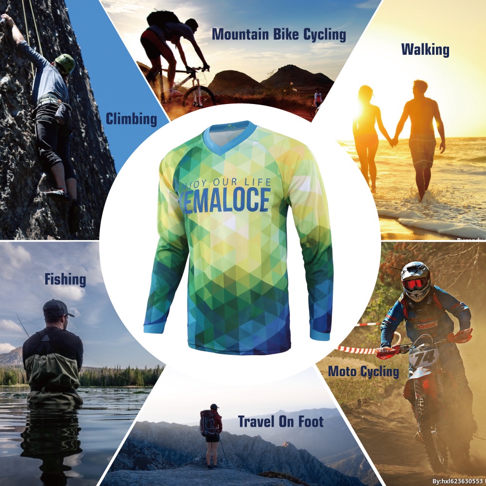 KEMALOCE 2024 Motocross Jersey Green Racing Dh MTB Jersey Spexcel ...