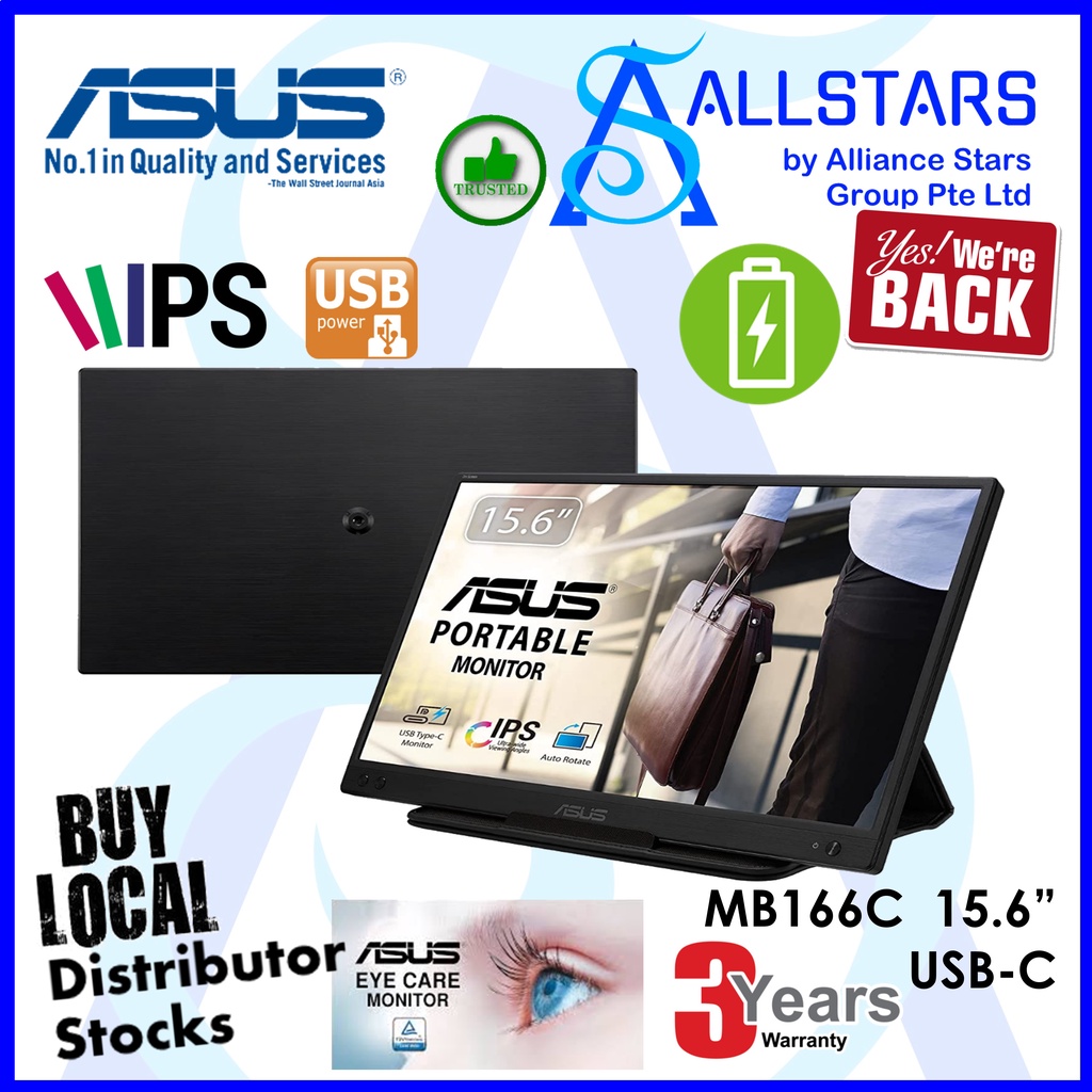 ASUS Zenscreen MB166C Portable USB Monitor- 15.6 inch, Full HD, IPS ...