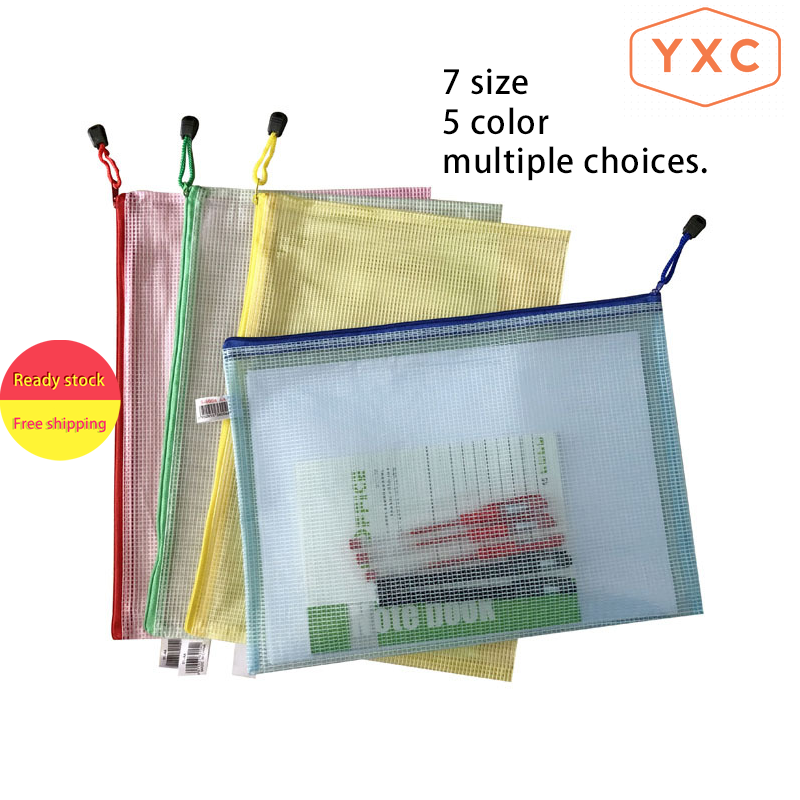 A3,A4,A5,A6 Transparent Portable Mesh Zipper File Bag Information Bag ...