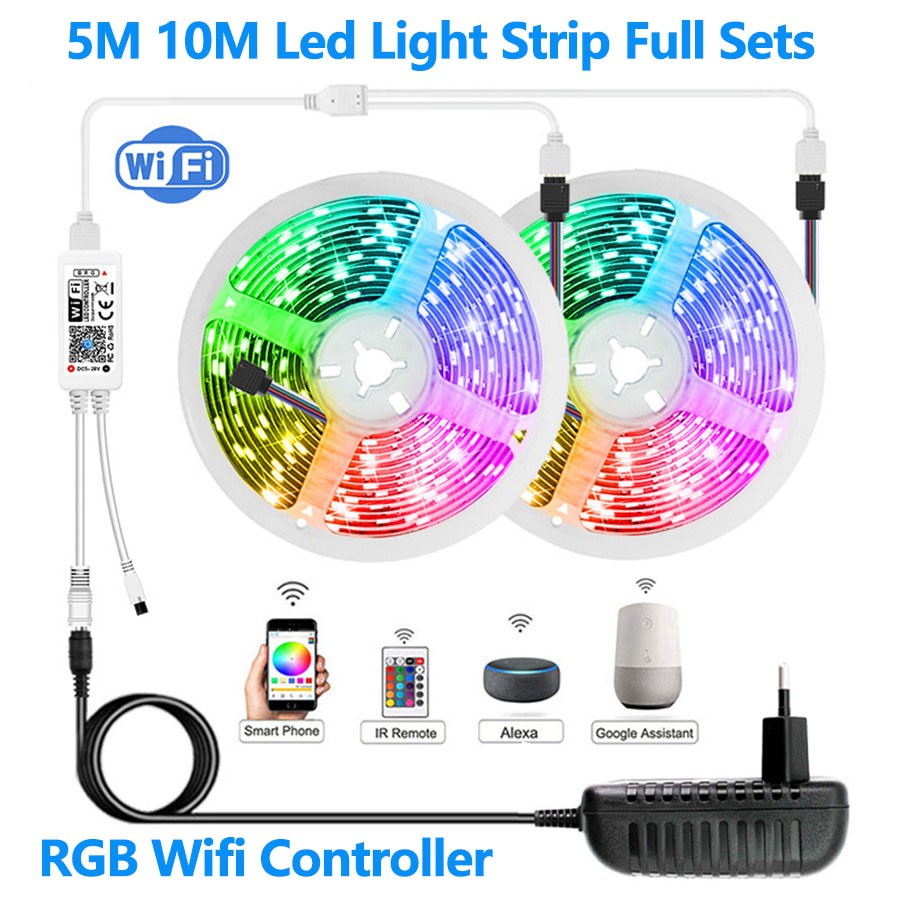 5M 10M LED Strip Light RGB 5050 Led Light Strip WiFi Phone Controller ...