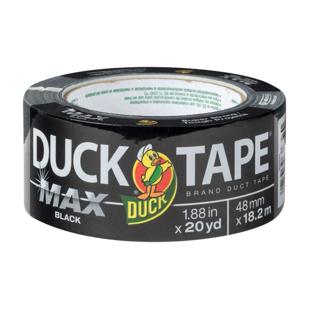 Duck Max Strength Duct Tape 1.88in x 20yd Black, 241619, 075353318560 ...