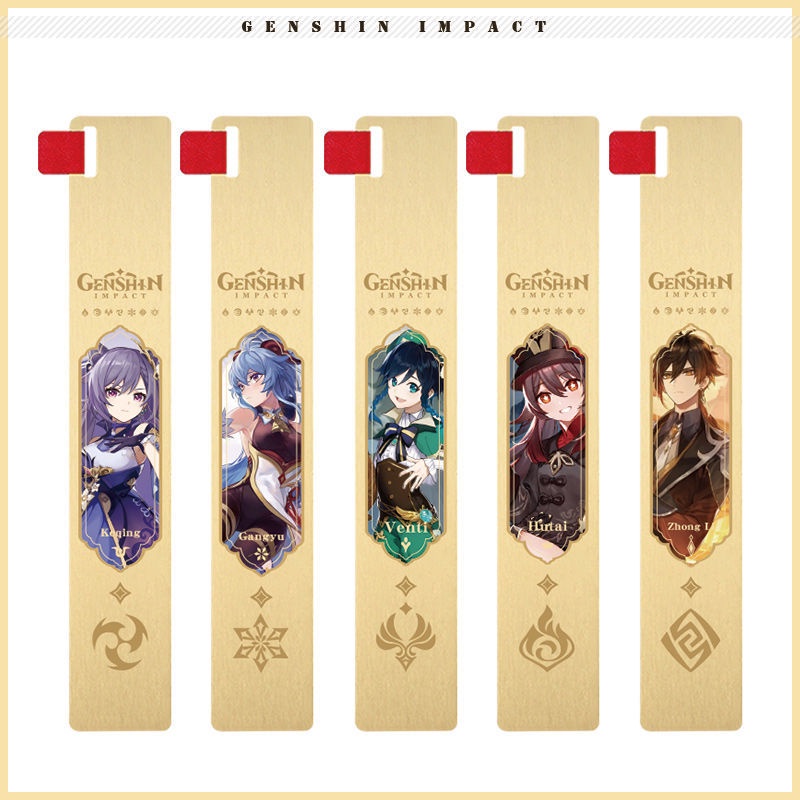 Genshin impact Metal Bookmark brass ruler Creative Gift Student Paimon ...