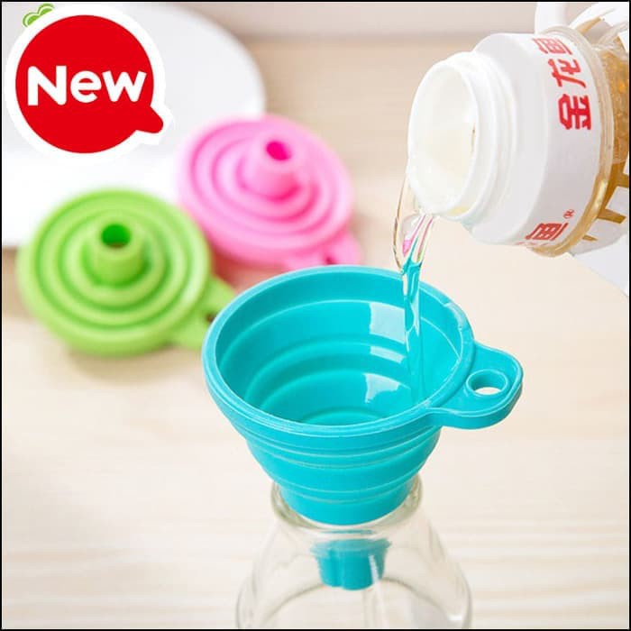 Round Funnel Foldable Water Silicone Rubber Oil Collapsible Mini Funnel ...