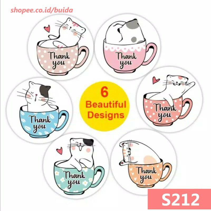 Thank You Label Sticker with Cat White Motif l 2,5cm | Shopee Singapore