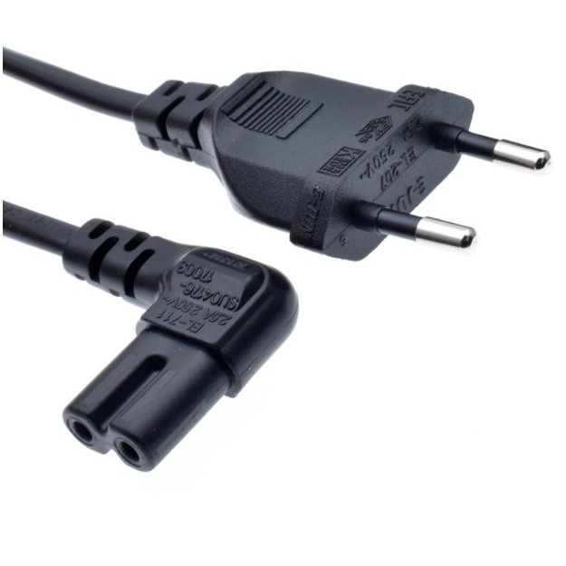 EU 2 Pin C7 L Shape Figure 8 Long Power Cord Cable 90 Degree Plug 3 ...