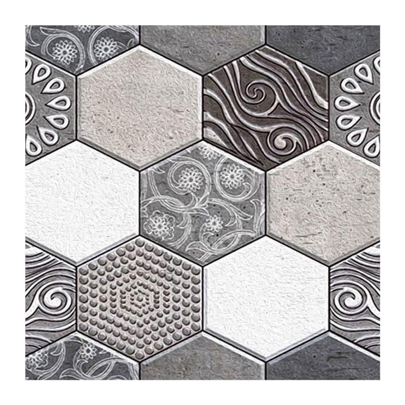 3D Gray Tone Hexagon Wall Sticker Self Adhesive 3D PVC Wall Panel ...