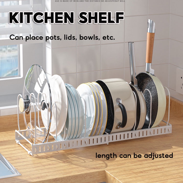 （SG Stock）EmmMmy Retractable/ extended Pot Lid Rack Bowl Rack Pot and ...