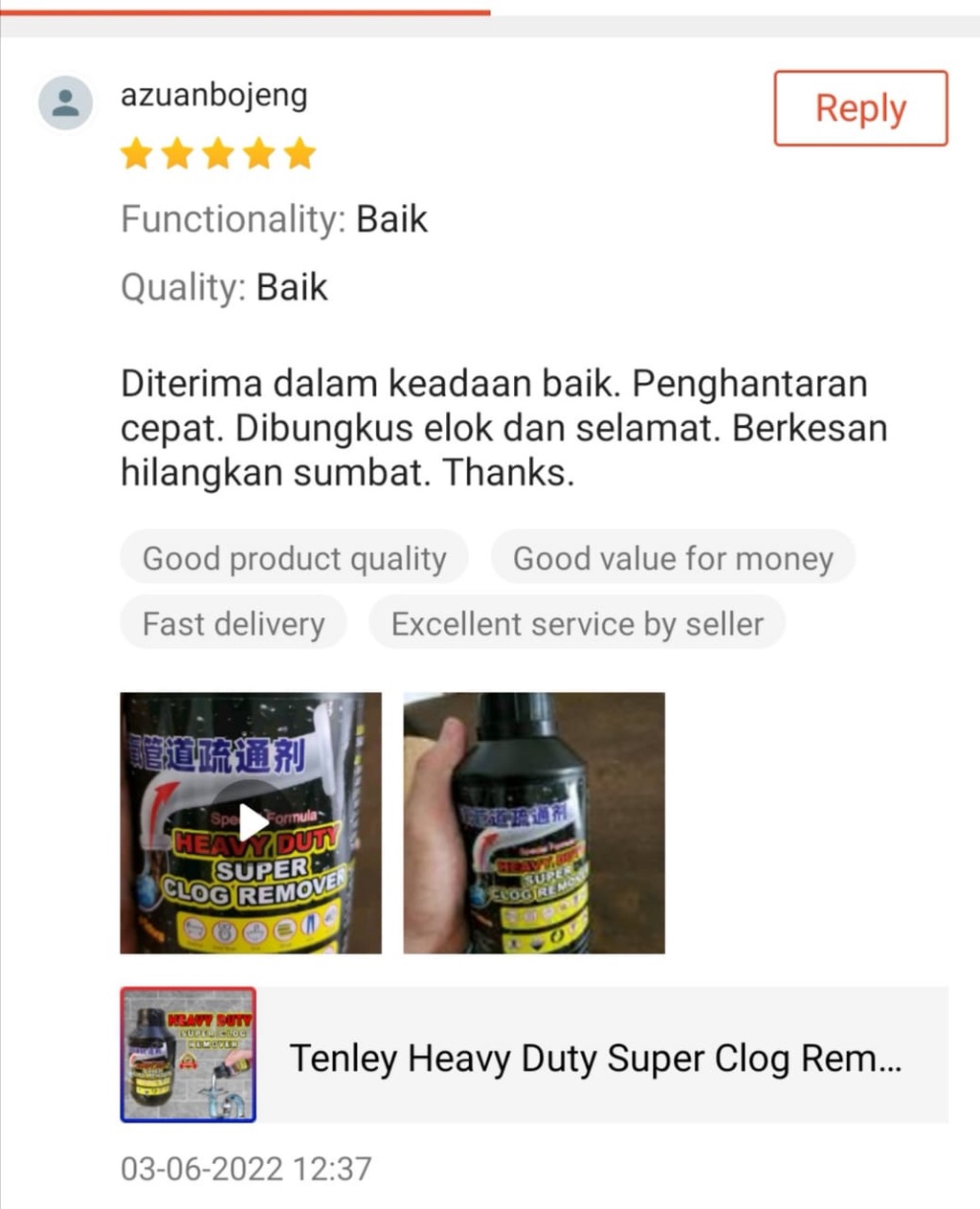 TENLEY HEAVY DUTY SUPER CLOG REMOVER. Sink Drain Cleaner PENGHAPUS ...