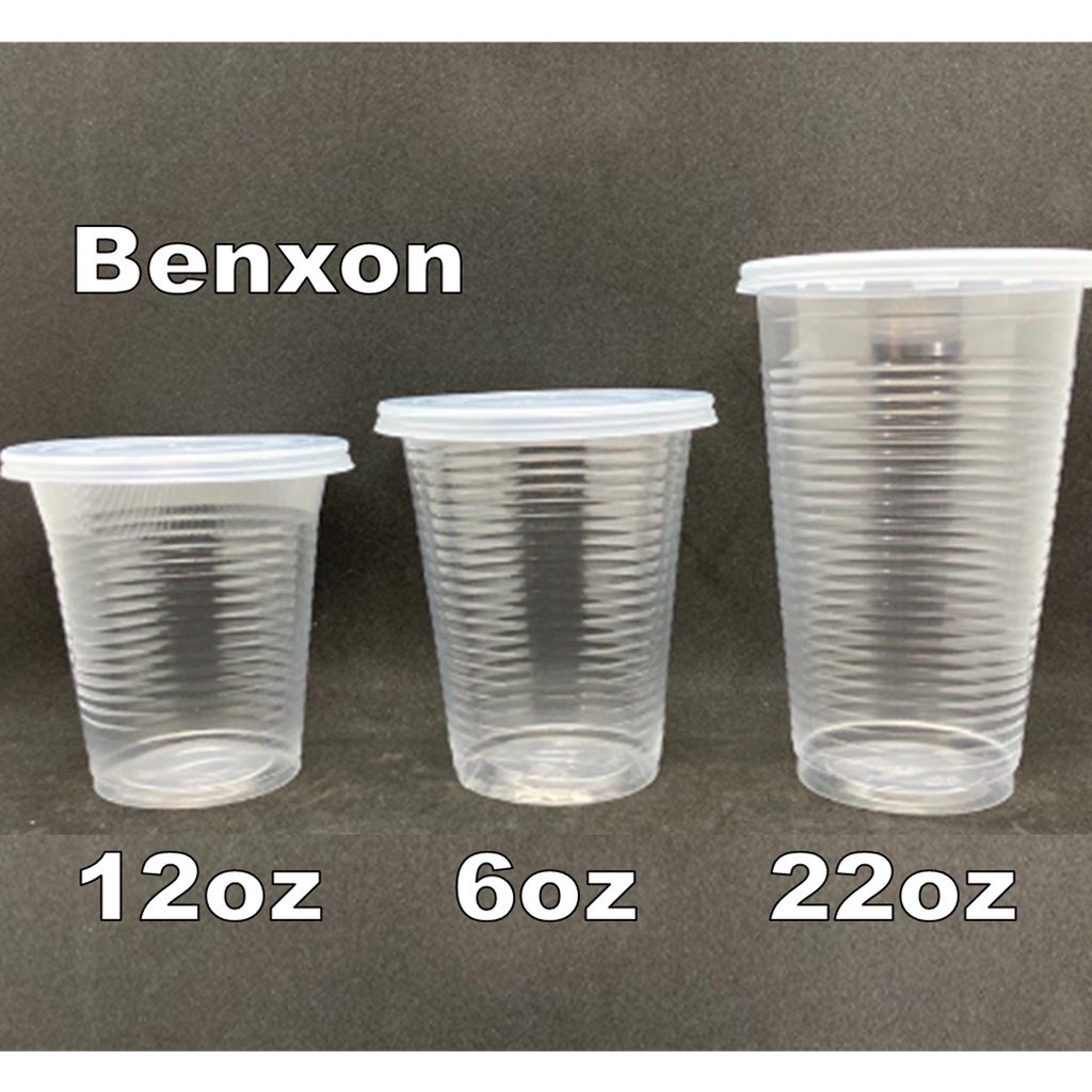 100pcs Benxon 12oz/ 16oz/ 22oz PP Plastic Disposable Cup with Flat Lid ...