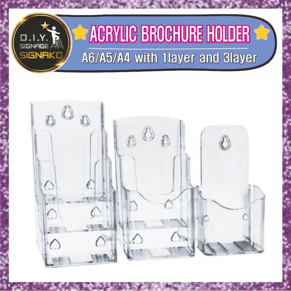 Clear Acrylic Brochure Holder / Flyer Booklet Pamphlet Menu Paper Stand ...
