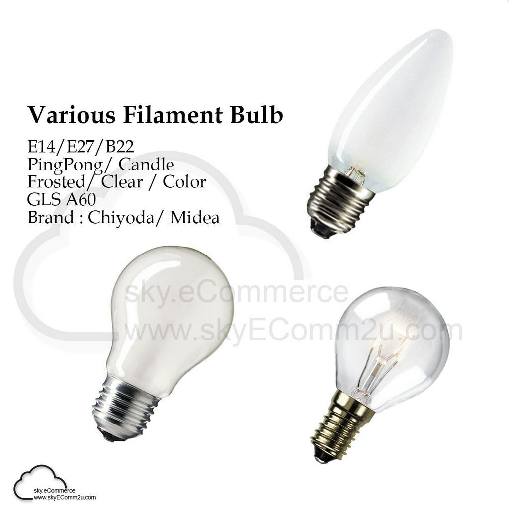 Chiyoda E14 E27 CANDLE PING PONG 25W 40W 60W Osram Midea Frosted Clear ...