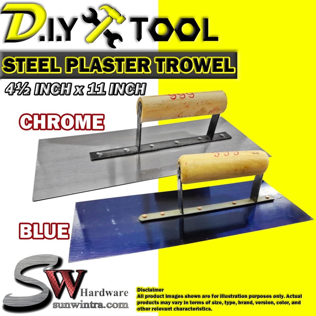 SW Hardware Professional 4-1/2" x 11" Steel Plaster Trowel Chrome ...