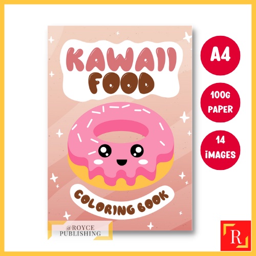 Kawaii Food Colouring Book For Kids, Preschoolers and Toddlers 3 - (A4 ...