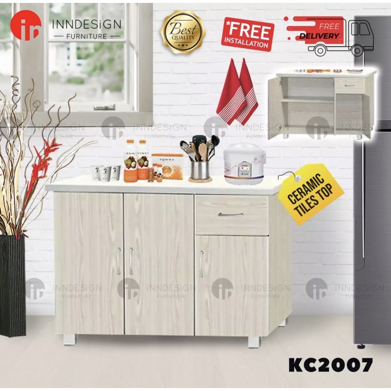 Don 3 Doors Ceramic Tiles Kitchen Cabinet with Drawer (Free Delivery ...